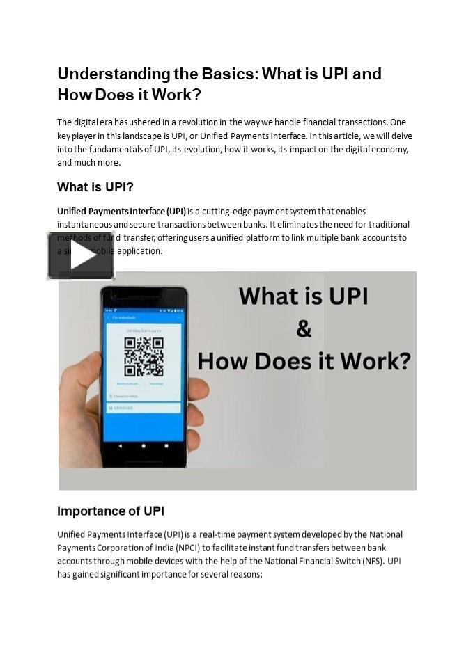 Understanding the Basics: What is UPI and How Does it Work? presentation | free to download