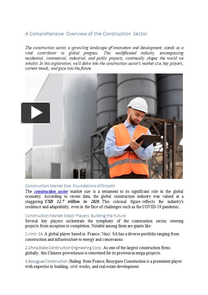 A Comprehensive Overview of the Construction Sector presentation | free ...