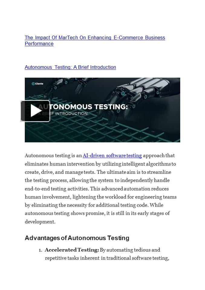 Ppt Autonomous Testing A Brief Introduction Powerpoint Presentation