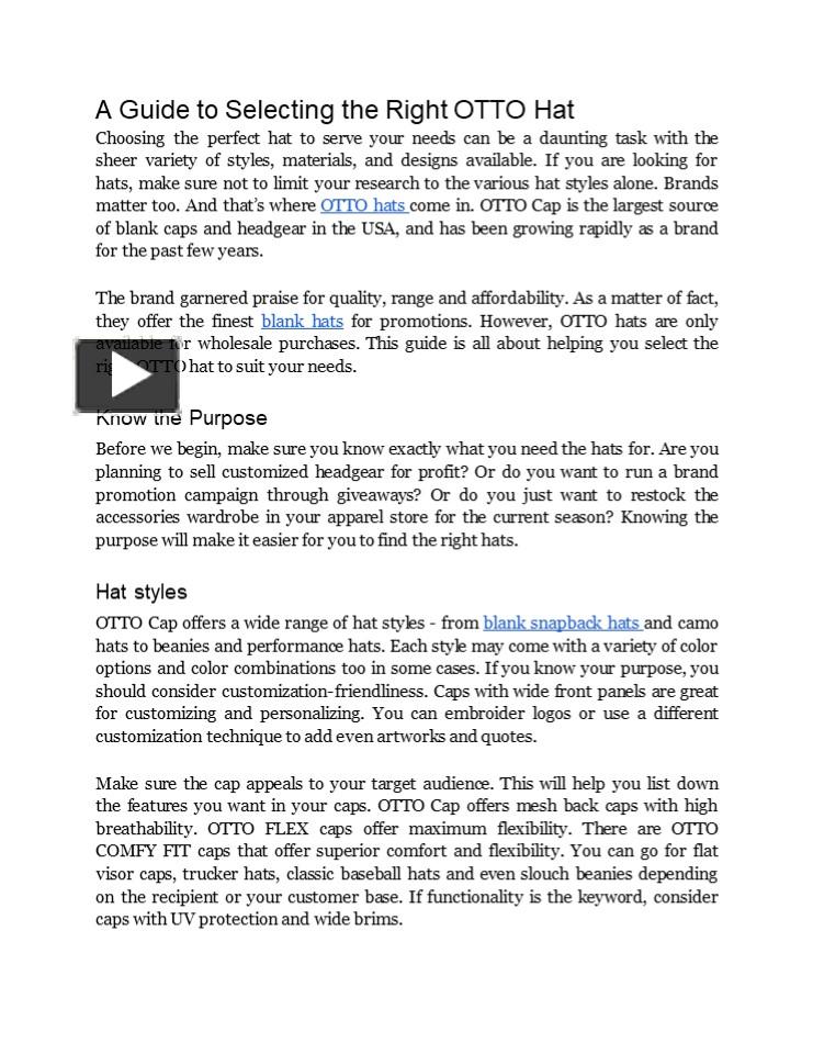 PPT – A Guide to Selecting the Right OTTO Hat PowerPoint presentation | free to download - id ...