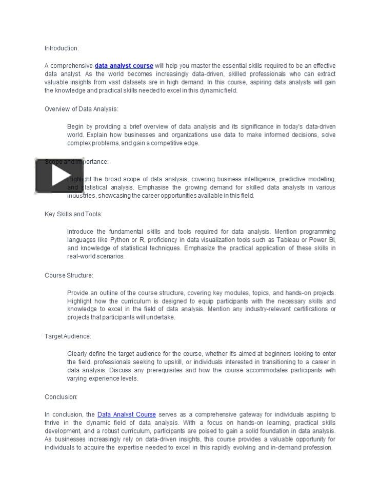 PPT – Data Analyst Course PowerPoint presentation | free to download - id: 9870c9-MmMwM