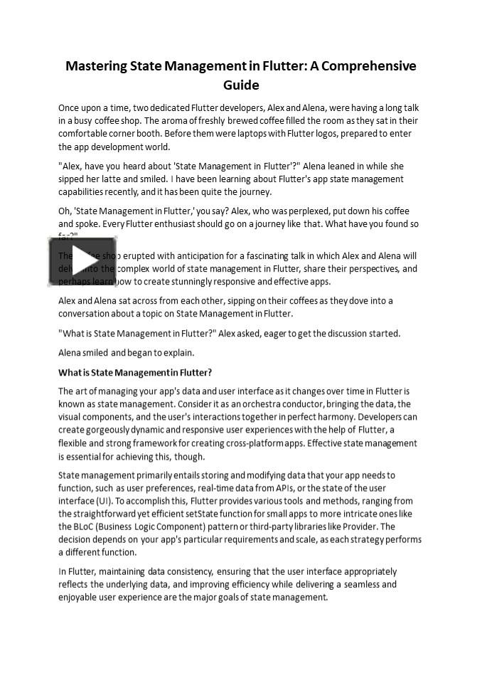 Mastering State Management in Flutter: A Comprehensive Guide presentation | free to download