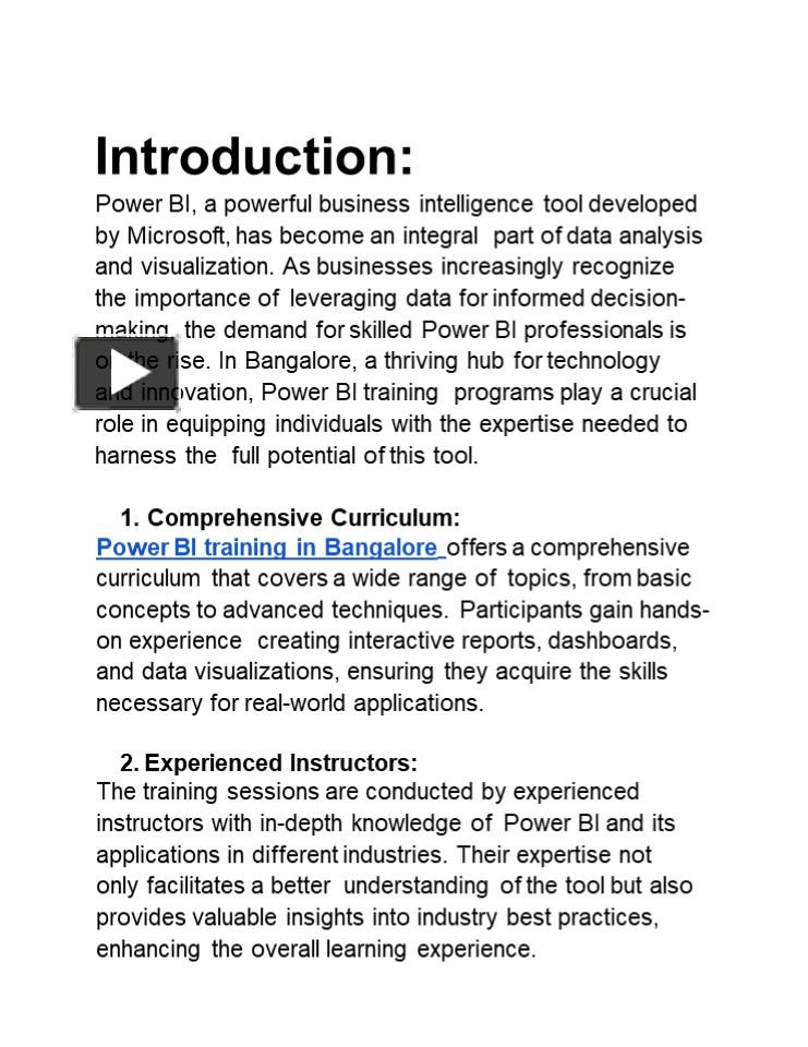 PPT – Power BI Training in Bangalore PowerPoint presentation | free to download - id: 9873b1-OWEzM