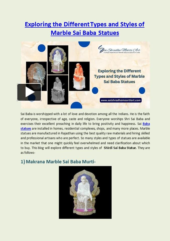 PPT – Exploring the Different Types and Styles of Marble Sai Baba Statues PowerPoint ...