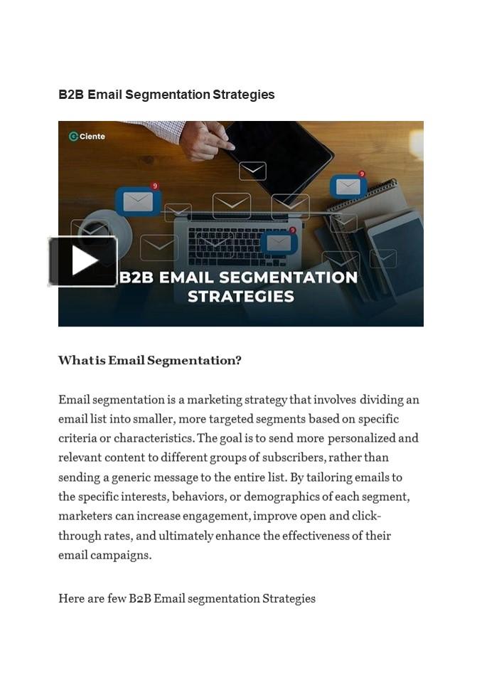 B2B Email Segmentation Strategies presentation | free to download