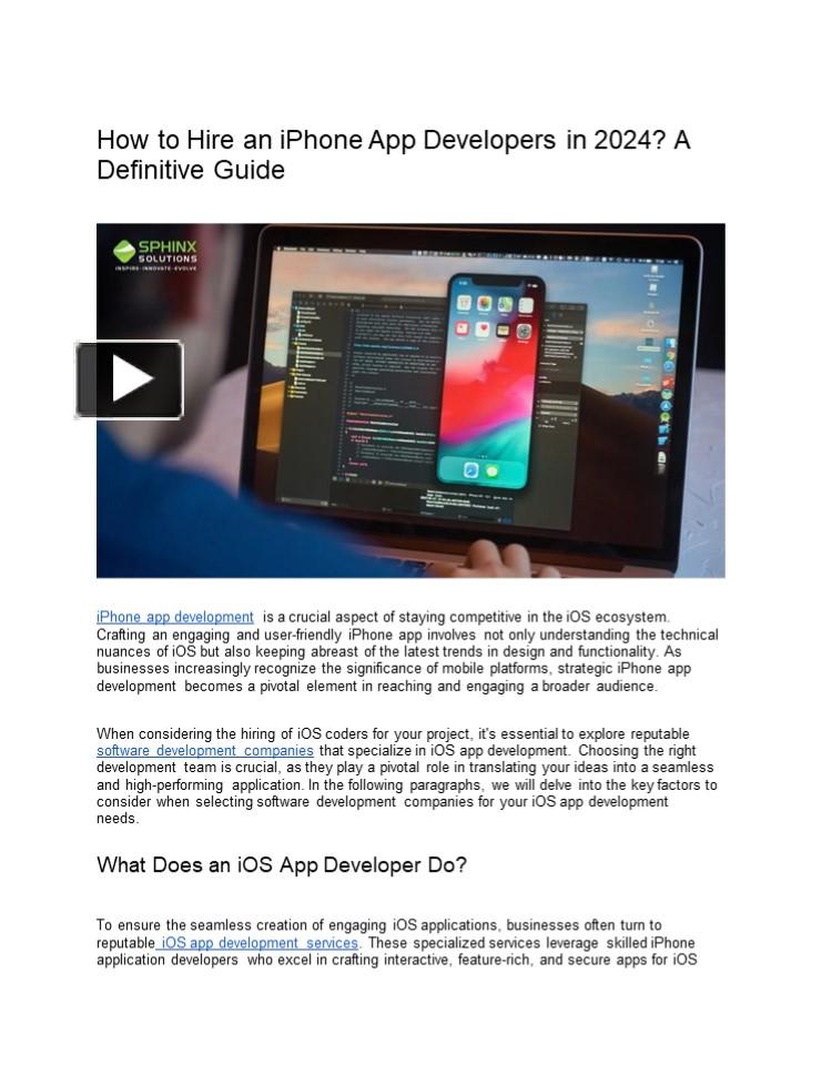 Ppt How To Hire An Iphone App Developers In 2024 A Definitive Guide