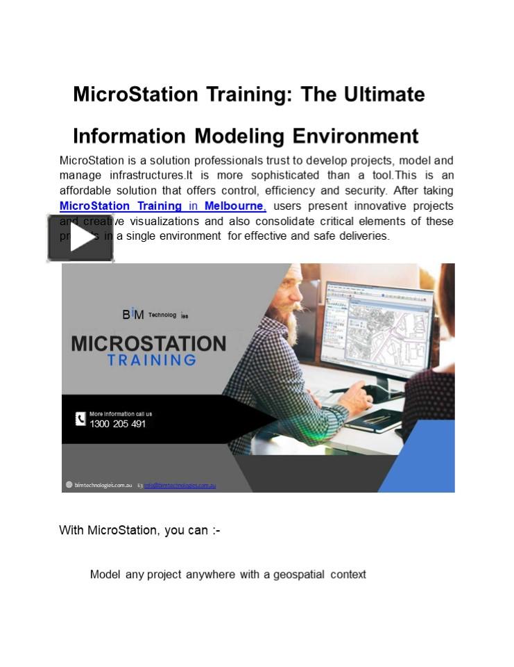 PPT – MicroStation Training: Information Modeling Environment at its best PowerPoint ...