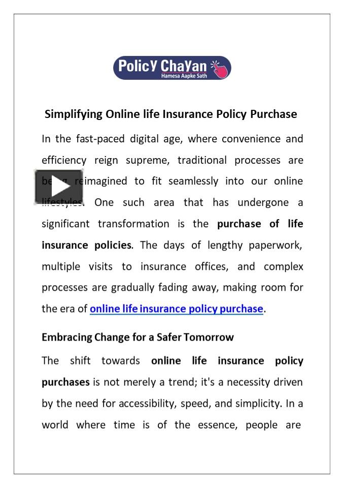 PPT – Simplifying Online life Insurance Policy Purchase PowerPoint presentation | free to ...