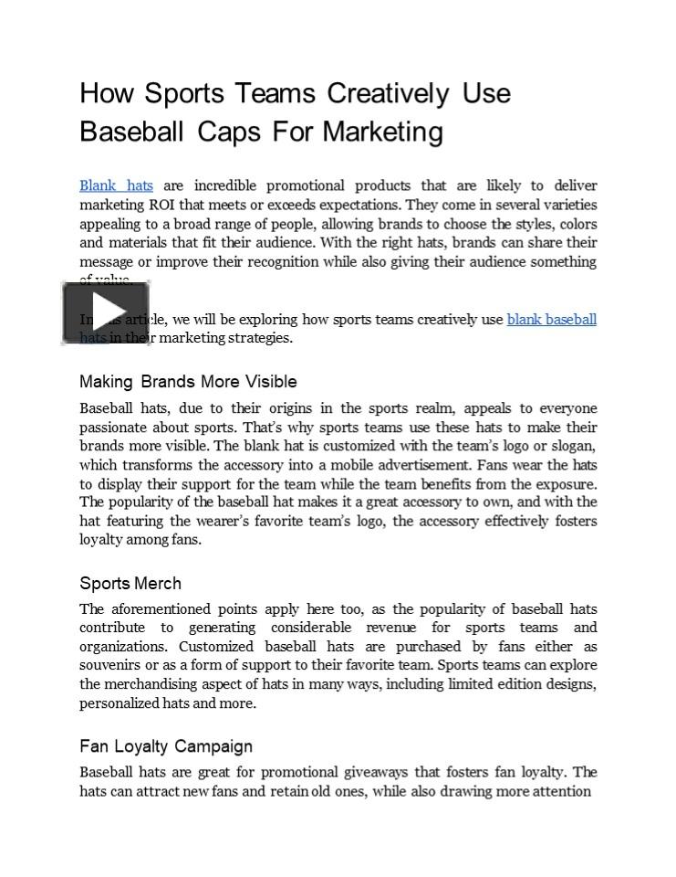 How Sports Teams Creatively Use Baseball Caps For Marketing ...