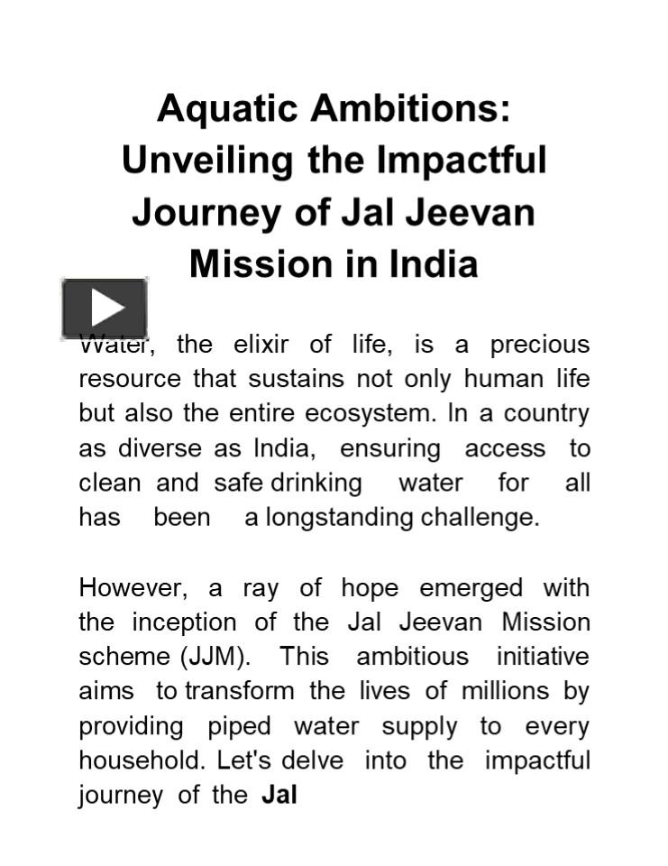 PPT – Aquatic Ambitions: Unveiling the Impactful Journey of Jal Jeevan Mission in India ...