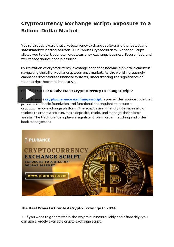PPT – Cryptocurrency Exchange Script: Exposure to a Billion-Dollar Market PowerPoint ...
