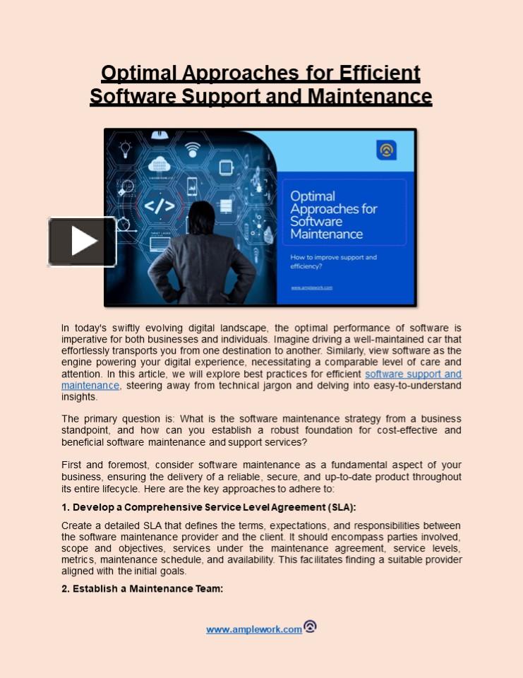 PPT – Optimal Approaches for Efficient Software Support and Maintenance PowerPoint presentation ...