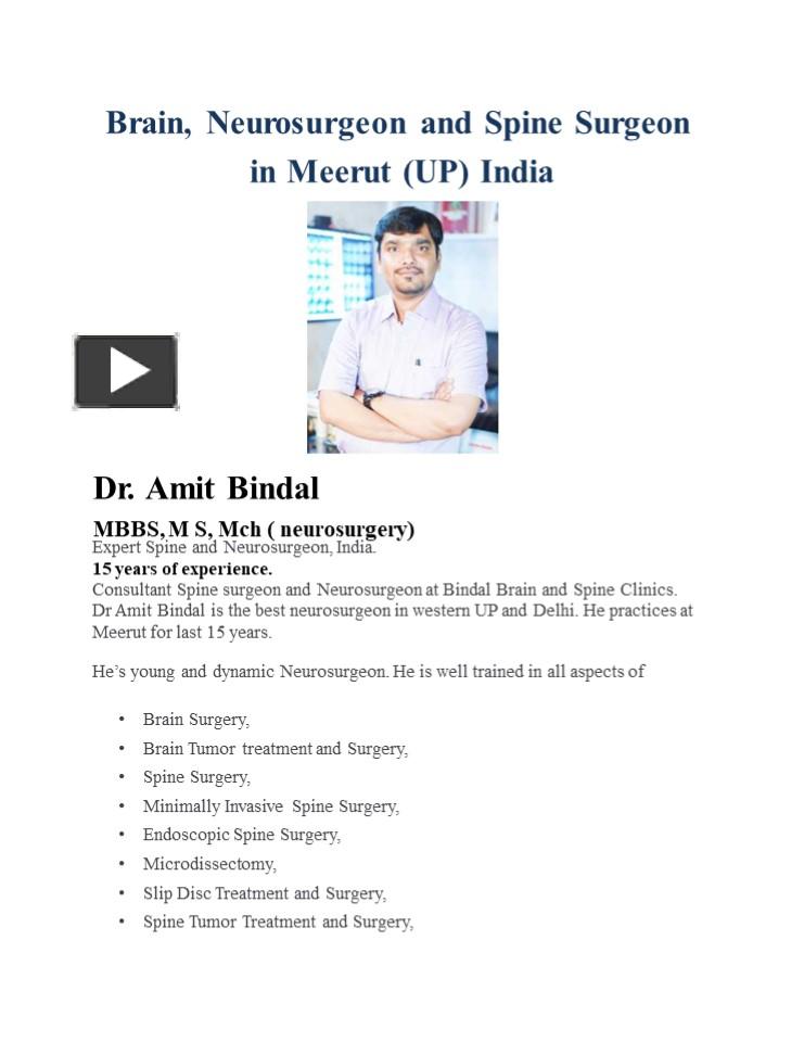 Neurologist in Meerut - Dr. Amit Bindal presentation | free to download