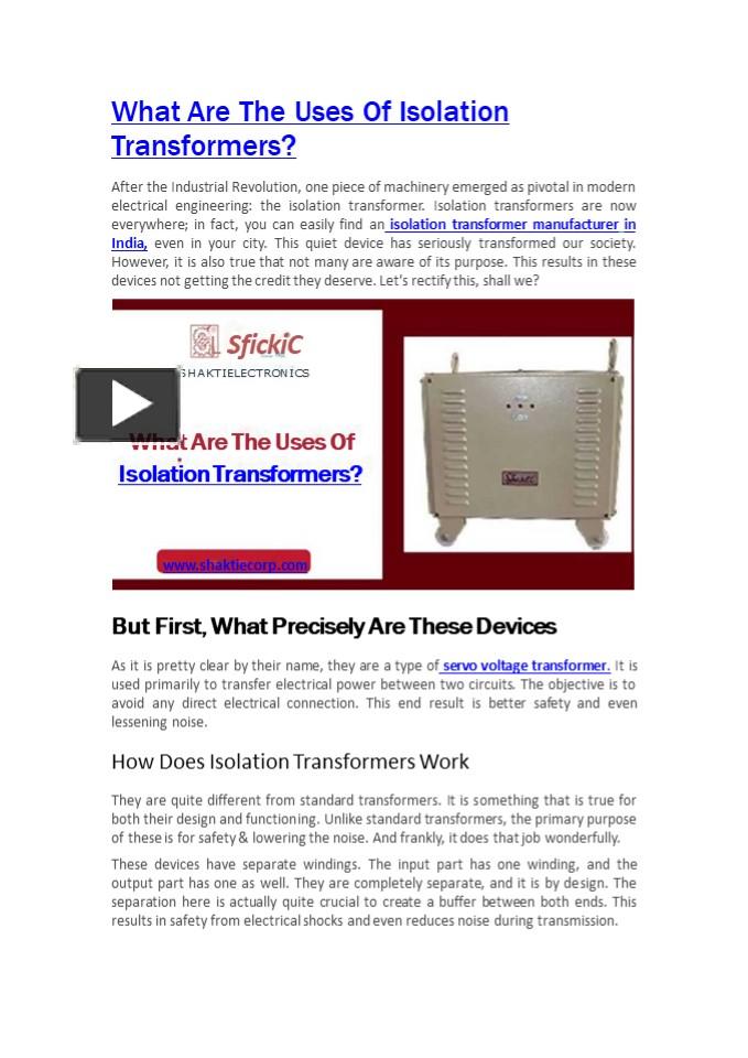 Ppt What Are The Uses Of Isolation Transformers Powerpoint