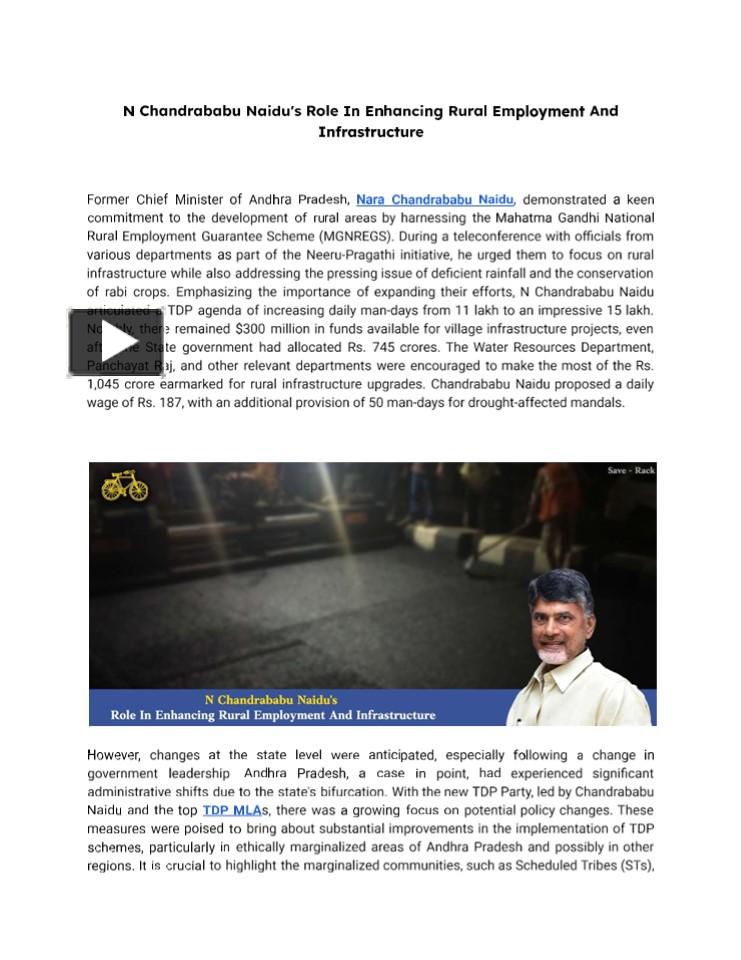 PPT – N Chandrababu Naidu's Role In Enhancing Rural Employment And Infrastructure PowerPoint ...