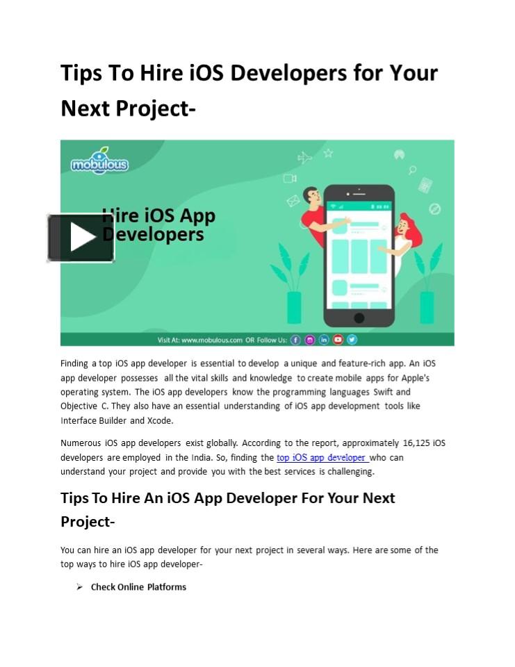 Ppt Tips To Secure Expert Ios App Developers Powerpoint Presentation