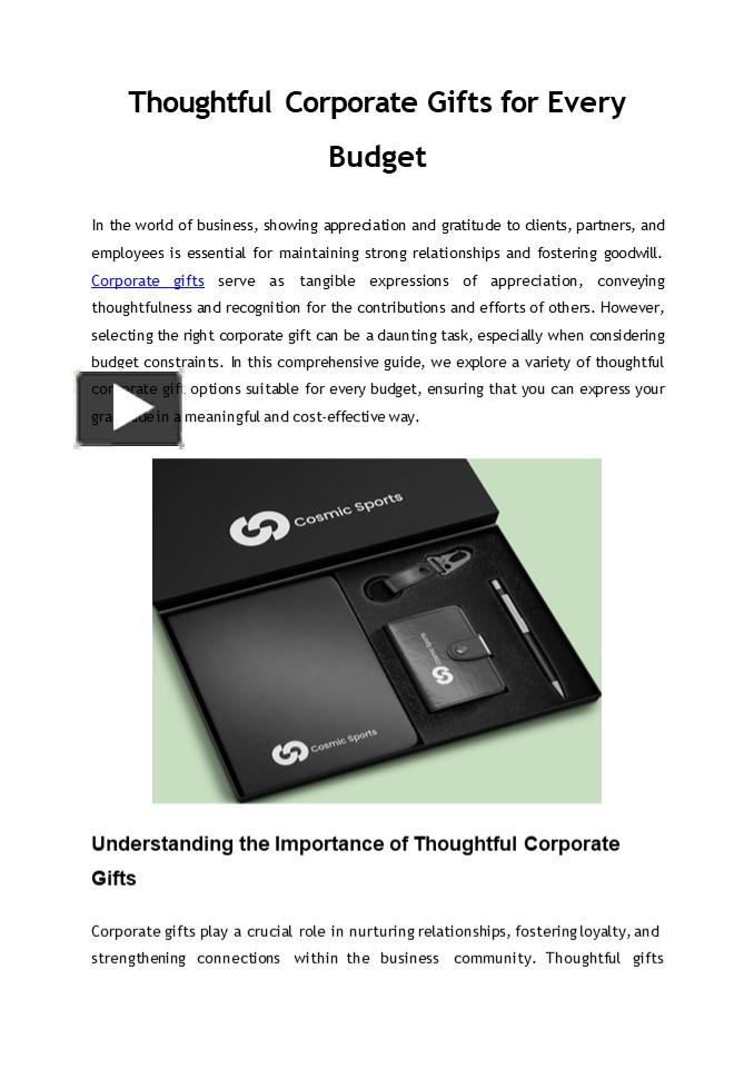 PPT – Thoughtful Corporate Gifts for Every Budget PowerPoint presentation | free to download ...