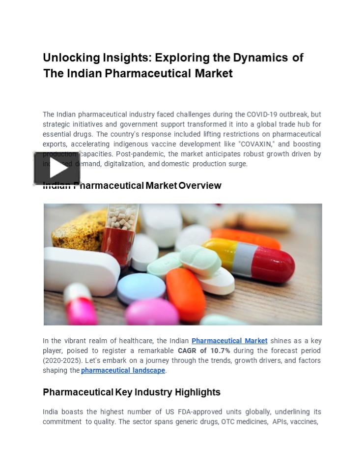 Unlocking Insights: Exploring the Dynamics of The Indian Pharmaceutical ...