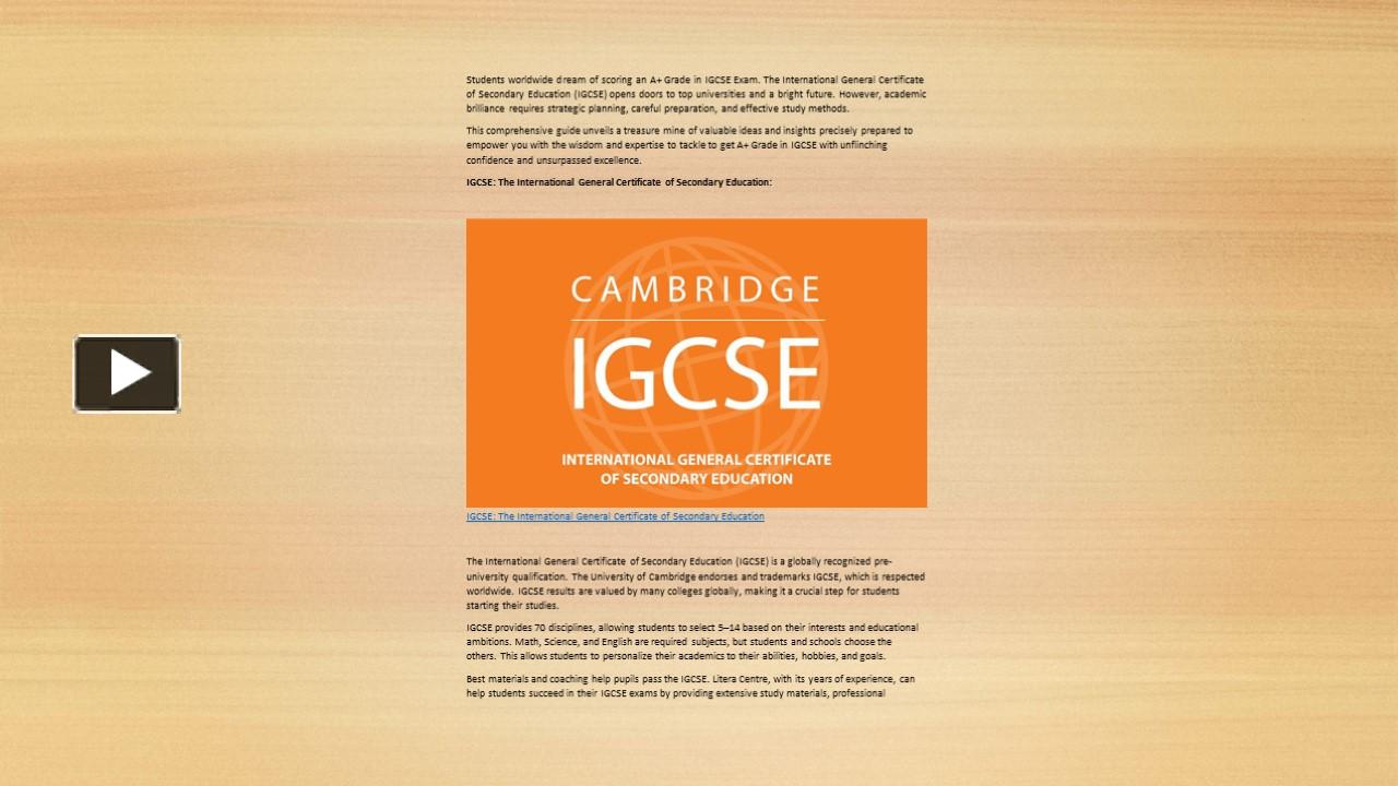 Students Worldwide Dream of Scoring an A Grade in IGCSE presentation | free to download