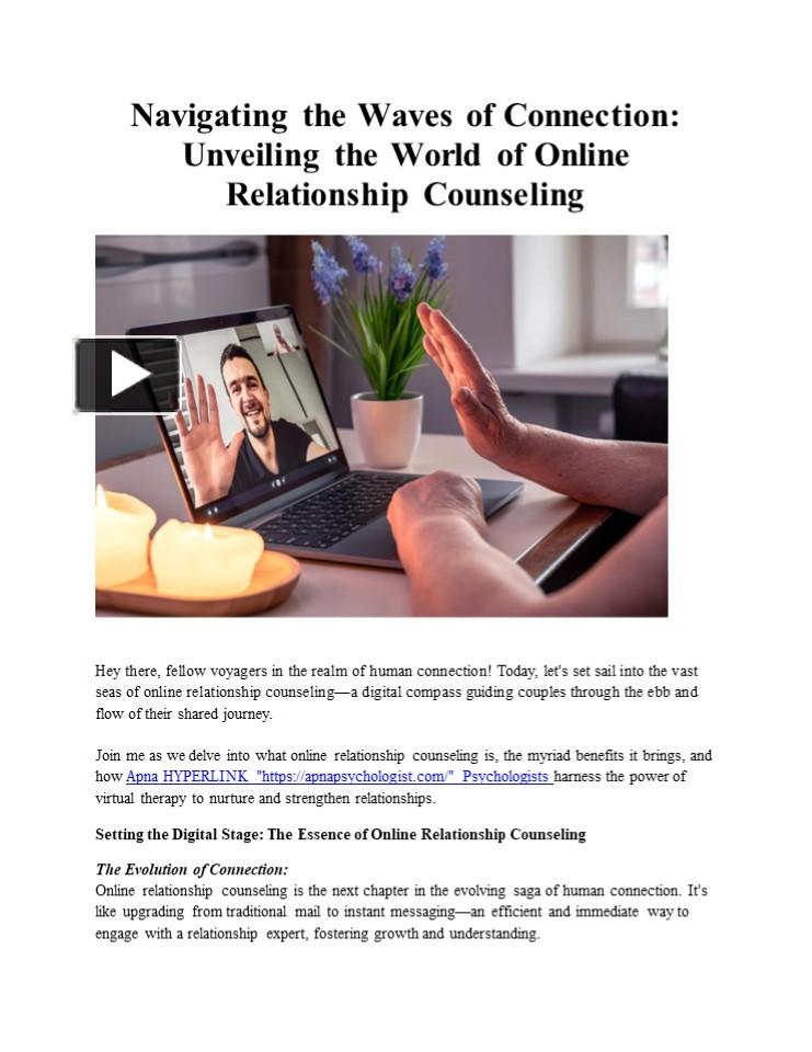 PPT – Navigating the Waves of Connection: Unveiling the World of Online Relationship Counseling ...