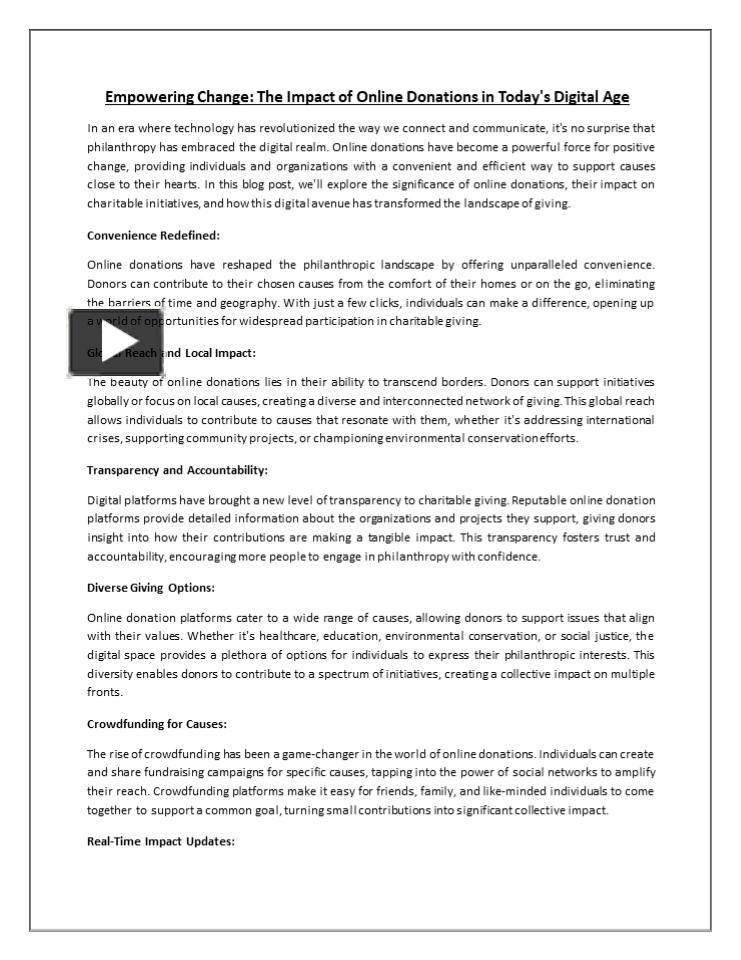 PPT – Empowering Change: The Impact of Online Donations in Today's Digital Age PowerPoint ...
