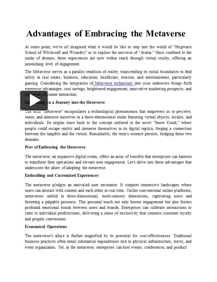 PPT – Advantages of Embracing the Metaverse PowerPoint presentation | free to download - id ...