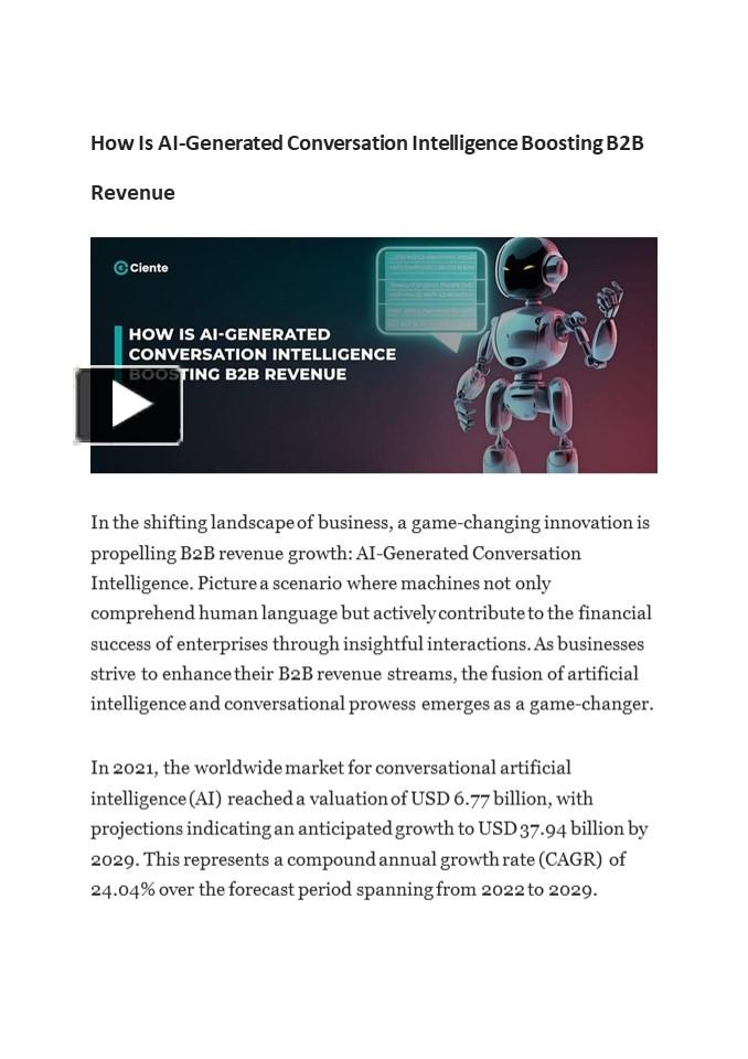 How Is AI-Generated Conversation Intelligence Boosting B2B Revenue presentation | free to download