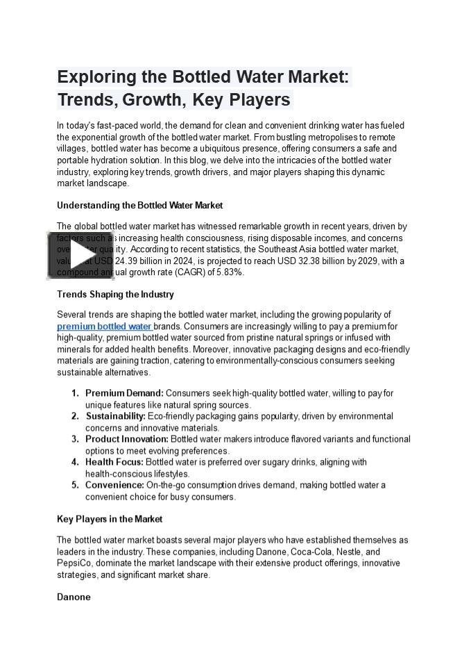 Insights of the bottled water bottle presentation | free to download