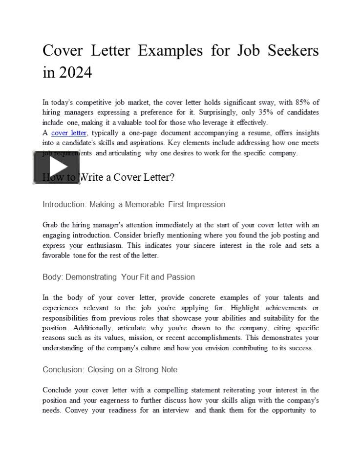 PPT – Cover Letter Examples for Job Seekers in 2024 PowerPoint ...