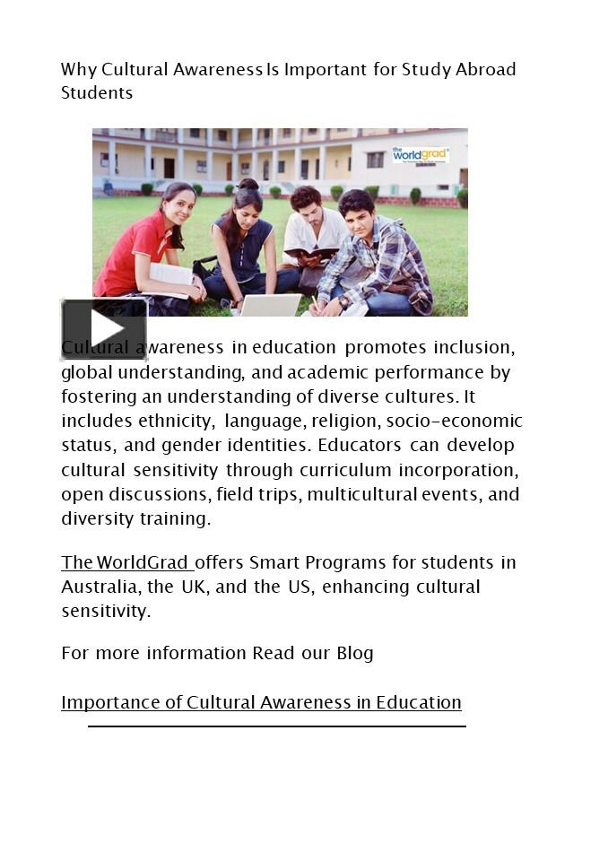 PPT – Why Cultural Awareness Is Important for Study Abroad Students PowerPoint presentation ...