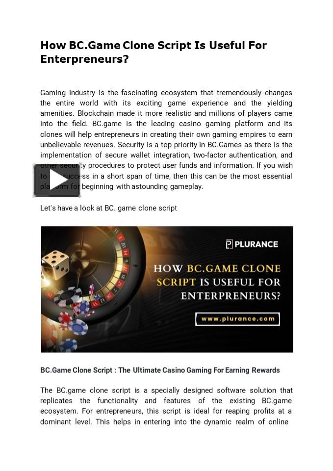 PPT – How BC.Game Clone Script Is Useful For Enterpreneurs? PowerPoint presentation | free to ...