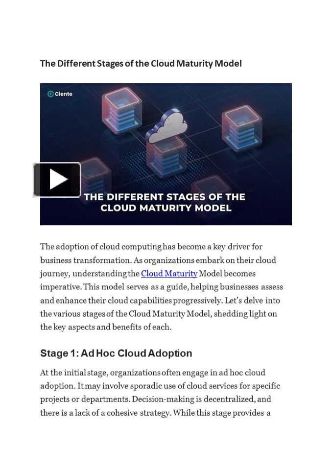 PPT – The Different Stages of the Cloud Maturity Model PowerPoint presentation | free to ...