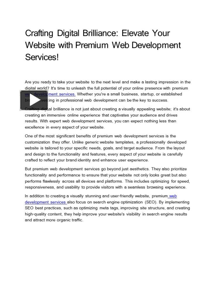 PPT – "Transform Your Website: Unlock Success with Expert Web Development Services!" PowerPoint ...
