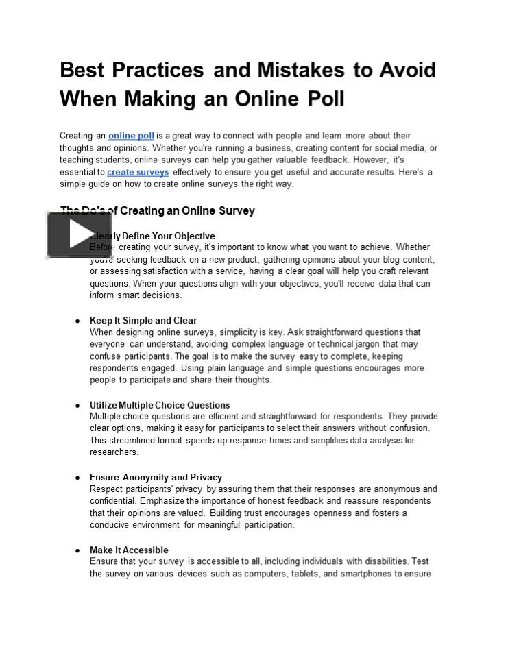 PPT – Best Practices and Mistakes to Avoid When Making an Online Poll PowerPoint presentation ...