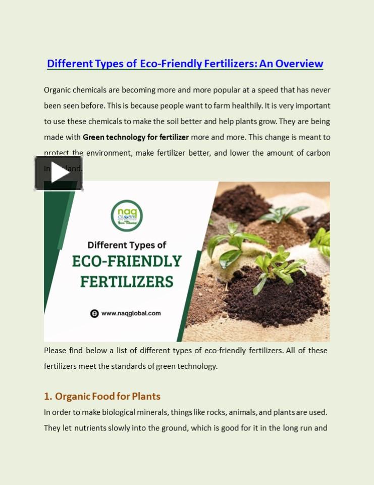 Different Types of Eco-Friendly Fertilizers: An Overview presentation ...