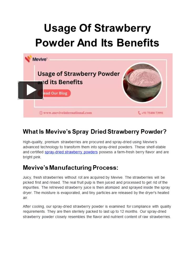 PPT – Usage Of Strawberry Powder And Its Benefits PowerPoint presentation | free to download ...