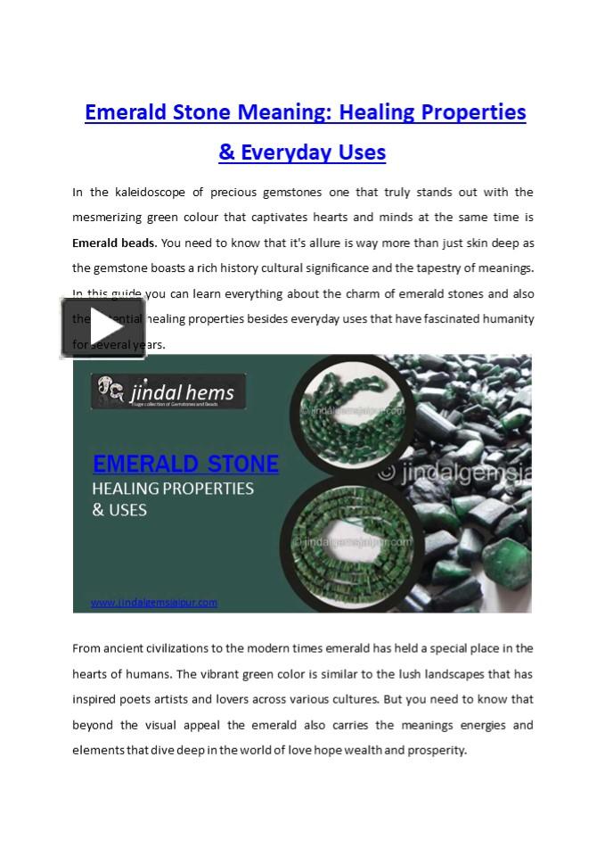 PPT – Emerald Stone Meaning: Healing Properties & Everyday Uses PowerPoint presentation | free ...
