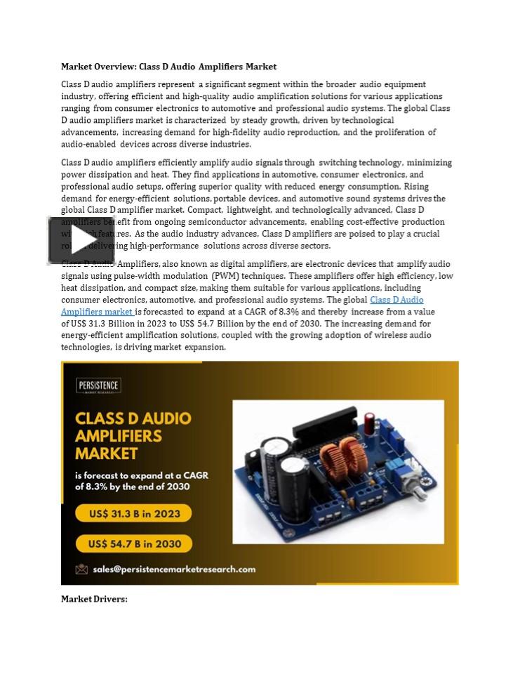 PPT – Class D Audio Amplifiers Market Strategies for Market Entry and ...