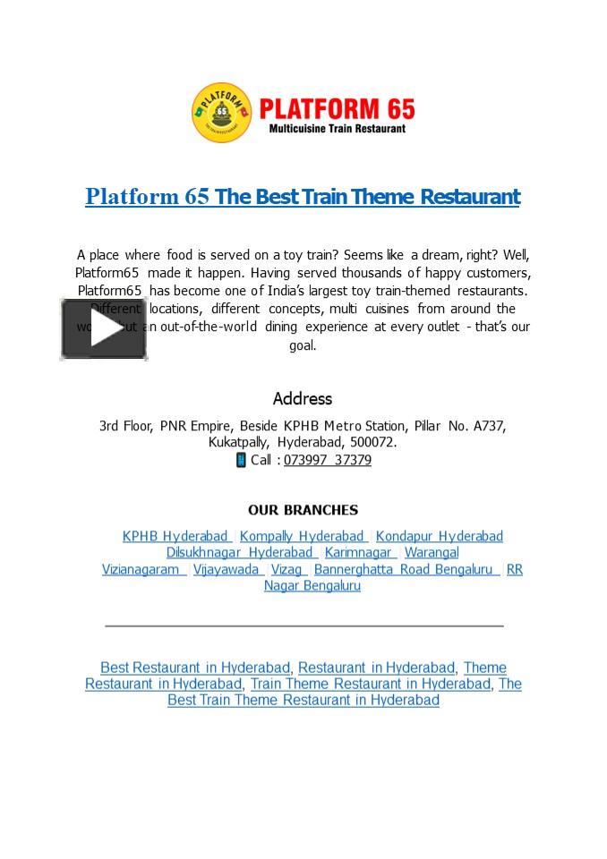 PPT – Platform 65 the theme restaurant in Hyderabad PowerPoint presentation | free to download ...