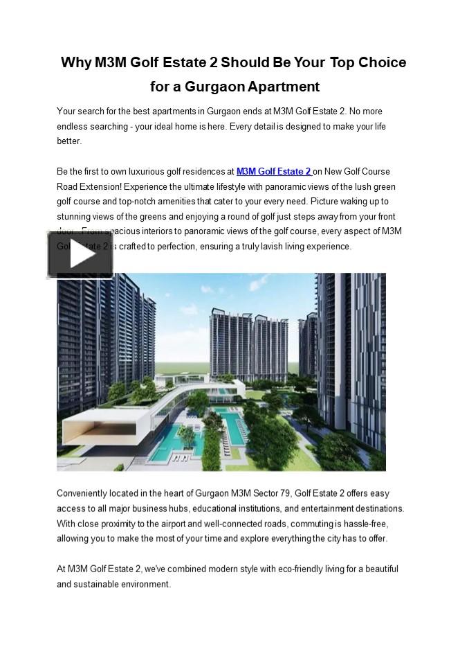 PPT – Why M3M Golf Estate 2 Should Be Your Top Choice for a Gurgaon Apartment PowerPoint ...
