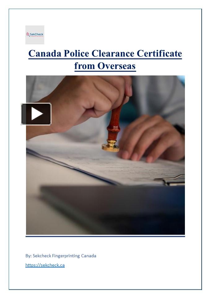 Canada Police Clearance Certificate from Overseas presentation | free to download