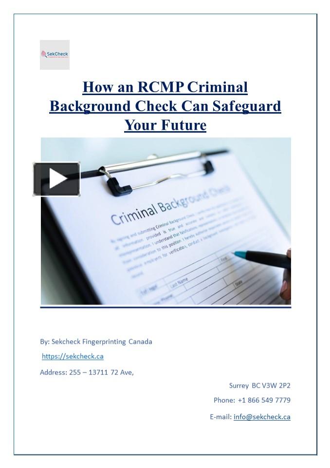 How an RCMP Criminal Background Check Can Safeguard Your Future presentation | free to download