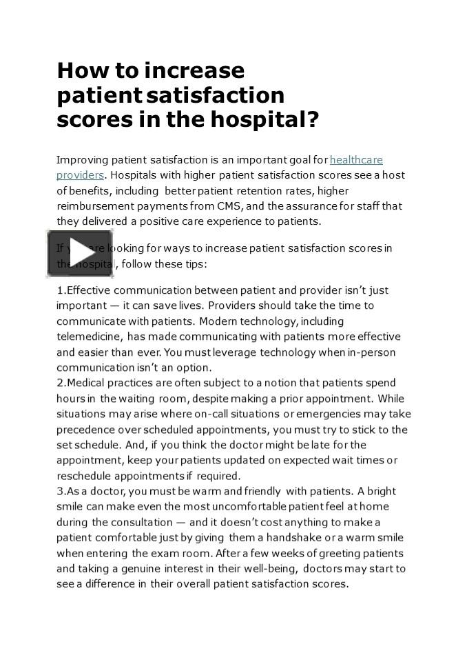PPT – How To Increase Patient Satisfaction Scores in The Hospital? PowerPoint presentation ...