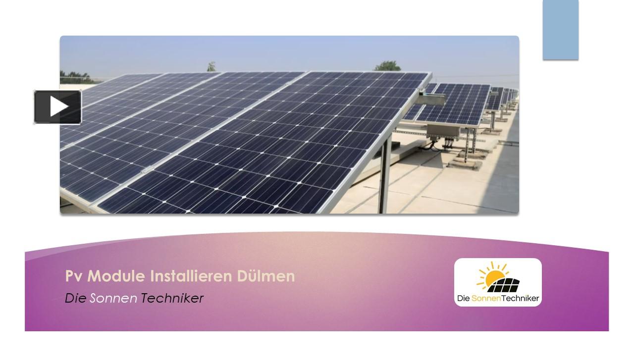 Pv Module Installieren Dülmen - Die SonnenTechniker presentation | free to download