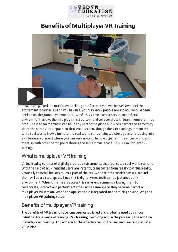 PPT – Benefits of Multiplayer VR Training PowerPoint presentation | free to download - id ...