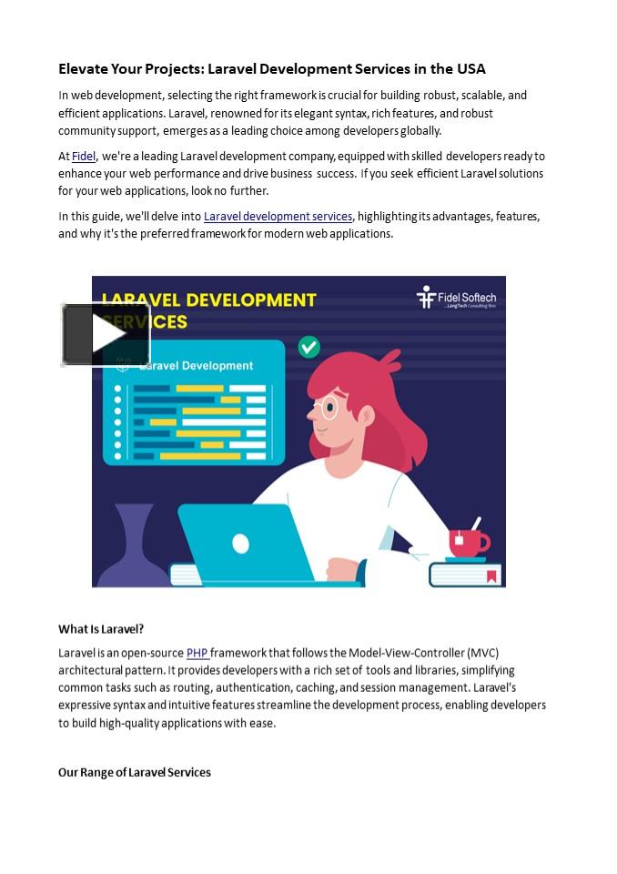Exploring the Excellence of Laravel Development Services in the USA presentation | free to download