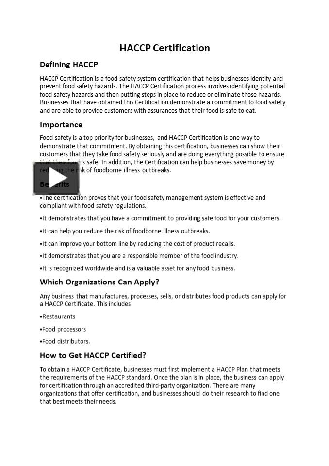 PPT – HACCP Certification PowerPoint presentation | free to download - id: 98aa01-Y2NiN