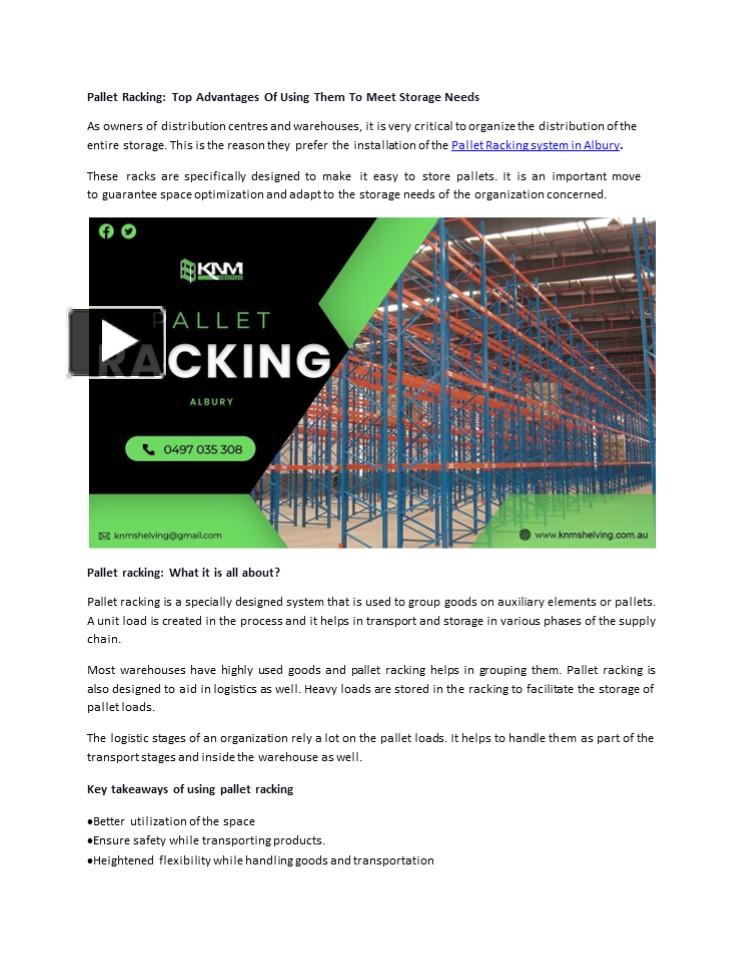 PPT – Pallet Racking Albury - A Comprehensive Guide - knmshelving.com.au PowerPoint presentation ...