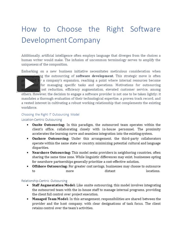 PPT – How to Choose the Right Software Development Company PowerPoint presentation | free to ...