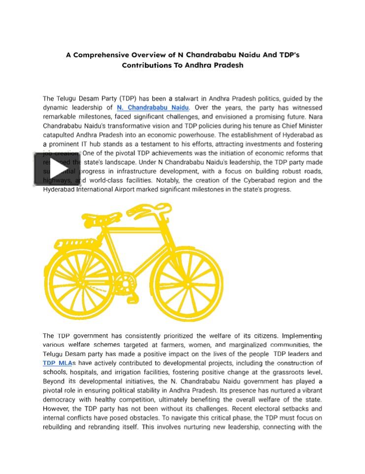 PPT – A Comprehensive Overview of N Chandrababu Naidu And TDP's Contributions To Andhra Pradesh ...